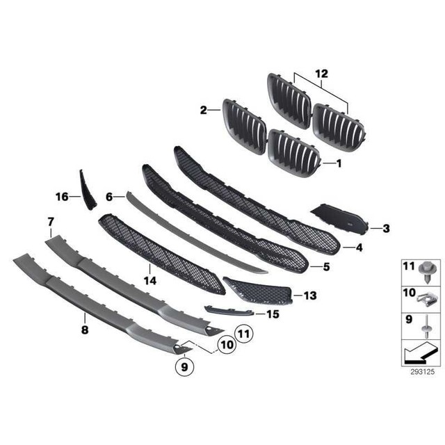 BMW Ziergitter Front links 51112993307 X1 online kaufen | eBay