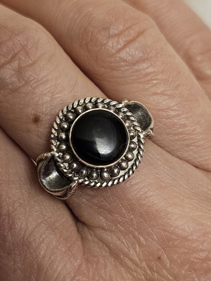 Vintage Art Deco Sterling Silver 925 Black Onyx Gemstone Ring Size-9 | eBay