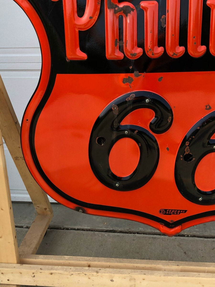 Led Phillips 66 Gas Station Sign 14 Backlit Light Etsy