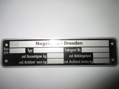 Type Plate Sign IFA VEB DDR Nagetusch Dresden Caravan Trailer S68 B ...