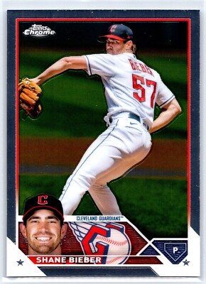 SHANE BIEBER 2023 Topps Chrome Cleveland Guardians Baseball Card #118 ...