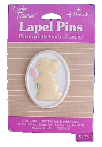 Hallmark PIN Easter Vintage CAMEO BUNNY RABBIT FLOWER Tulip 1984 Brooch ...