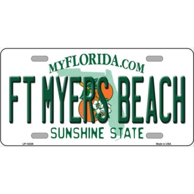 Florida FT Myers Beach License Plate Metal Sign Plaque Car Truck Wall ...