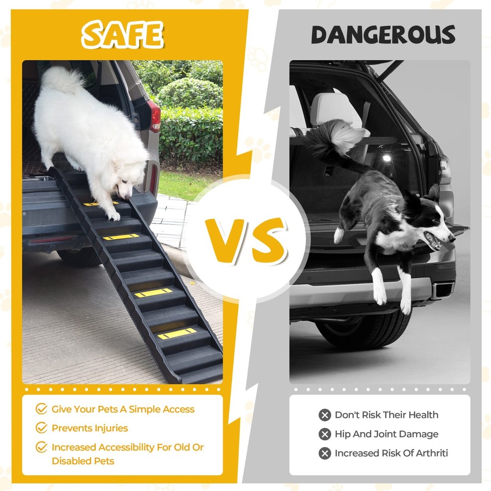 COZIWOW Portable Folding Dog Ramps for Car SUV Truck Pet Ramp Steps ...