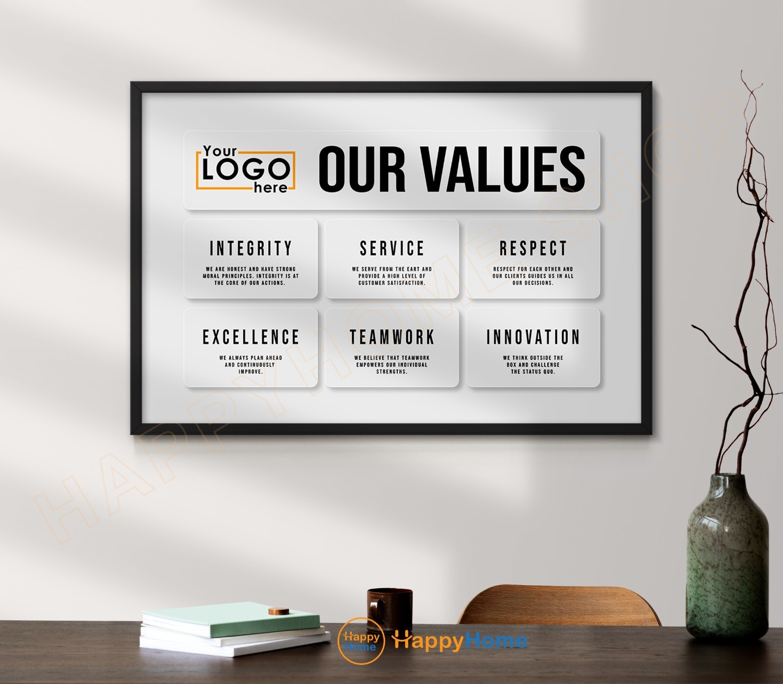 Personalized Company Our Values Wall Art Core Values Business Office ...