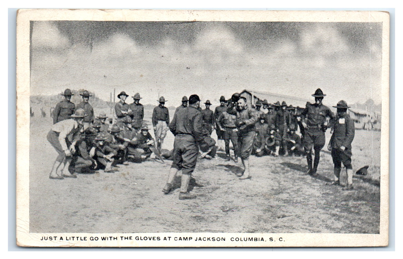 1918 COLUMBIA, SC Postcard- JUST A LITTLE GO WITH THE GLOVES AT CAMP ...