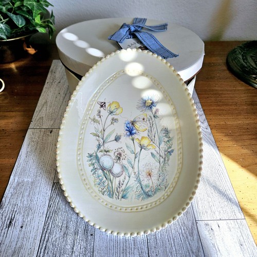 Pottery Barn Easter Egg Yellow Spring Botanical Floral Plates With Box ...