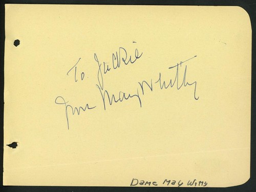 Dame MAY WHITTY (1865-1948) signed album page "Lady Vanishes" autograph ...