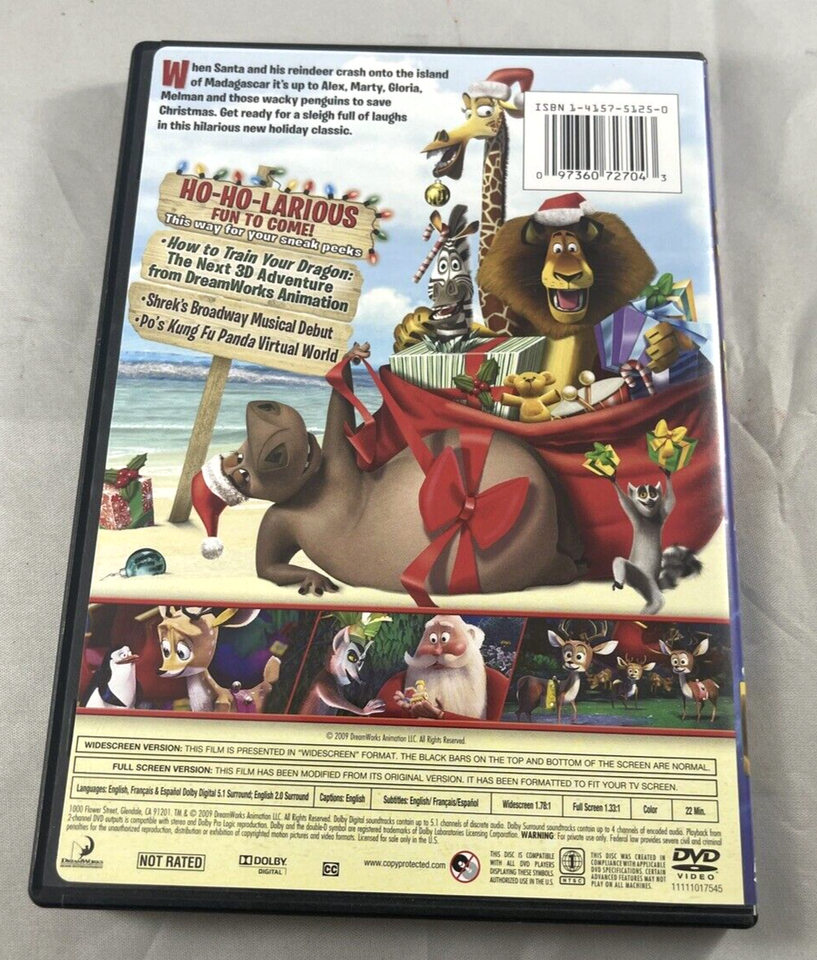 Merry Madagascar DVD Dreamworks Ben Stiller Chris Rock Cedric the ...