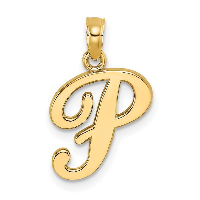 10K Solid Yellow Gold Letter P Initial Necklace | eBay