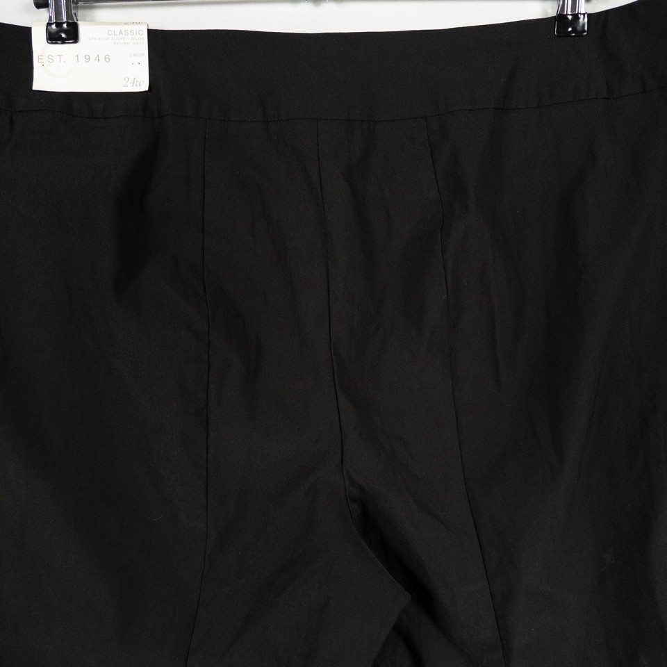 Cato 24W Classic Crop Pant Black Pull On Flat Front Stretch NEW | eBay