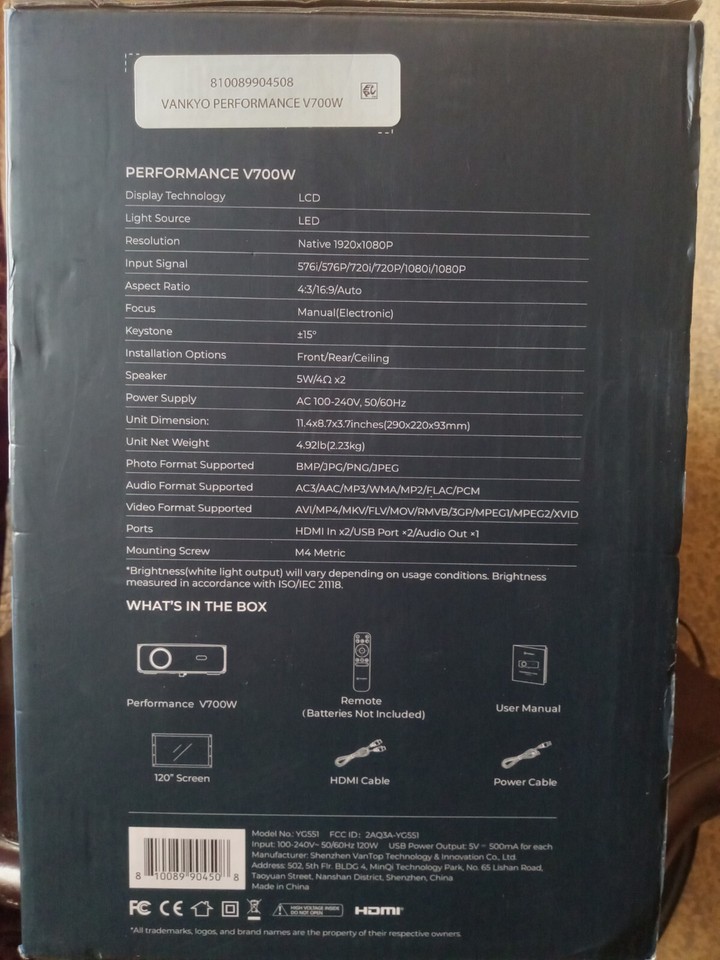 VANKYO 1080p 420 Lumen Projector - V700W 810089904508| eBay
