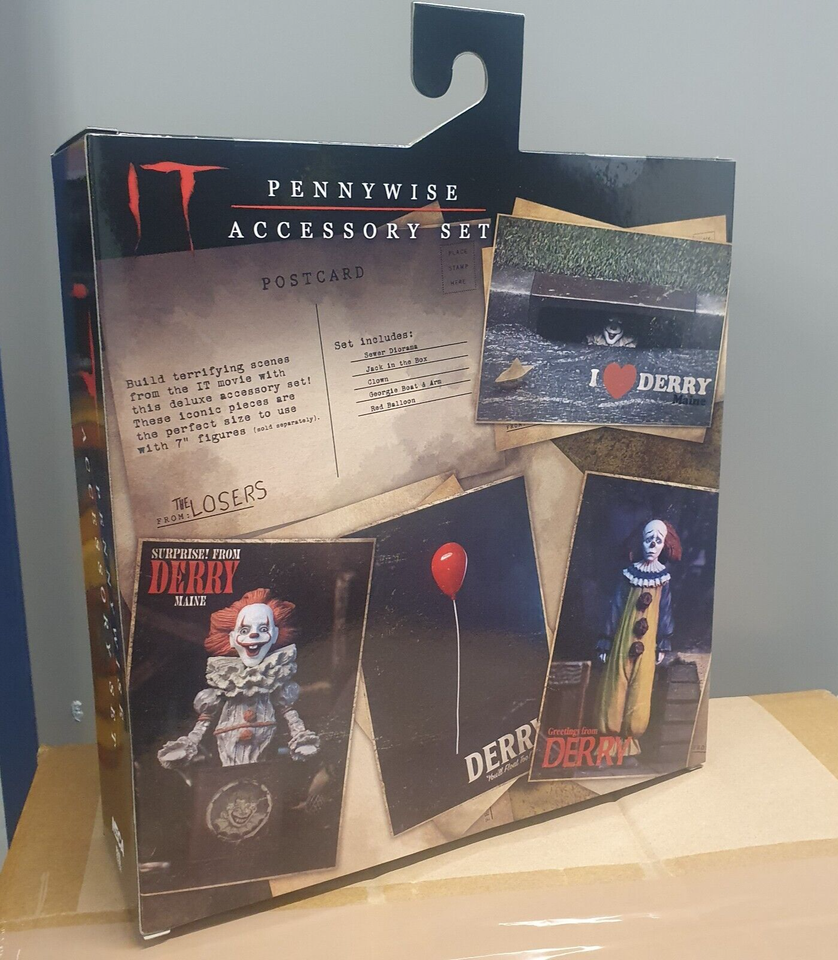 NECA IT 2017 MOVIE PENNYWISE ACCESSORY PACK SET + DIORAMA + JACK IN BOX ...