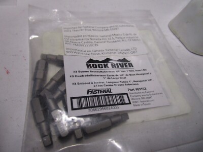 #3 Square Recess/Robertson 1/4"Hex 1"OAL Rock River® Insert Bit QTY 10 ...