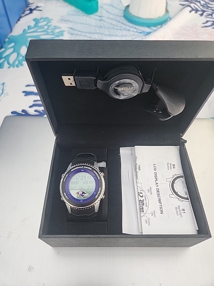 Vintage Baltimore Ravens Schedule Watch Game Time Rare NEW Digital Mens ...