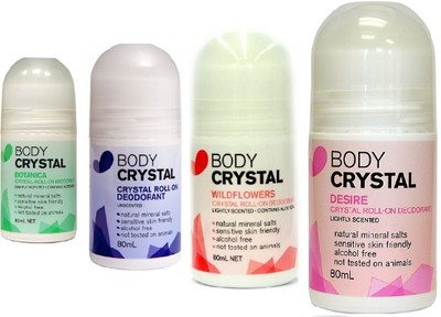Body CRYSTAL DEODORANT ROLL ON 80ml ~ Alcohol Free, (Choose from 4 ...