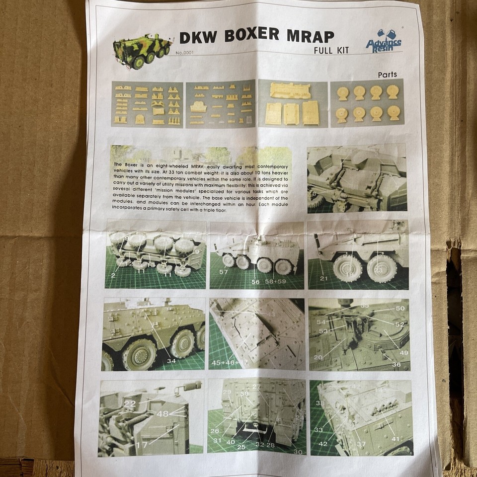 Advance Resin DKW Boxer MRAP Full Kit; No. 0001, Complete, US Seller | eBay