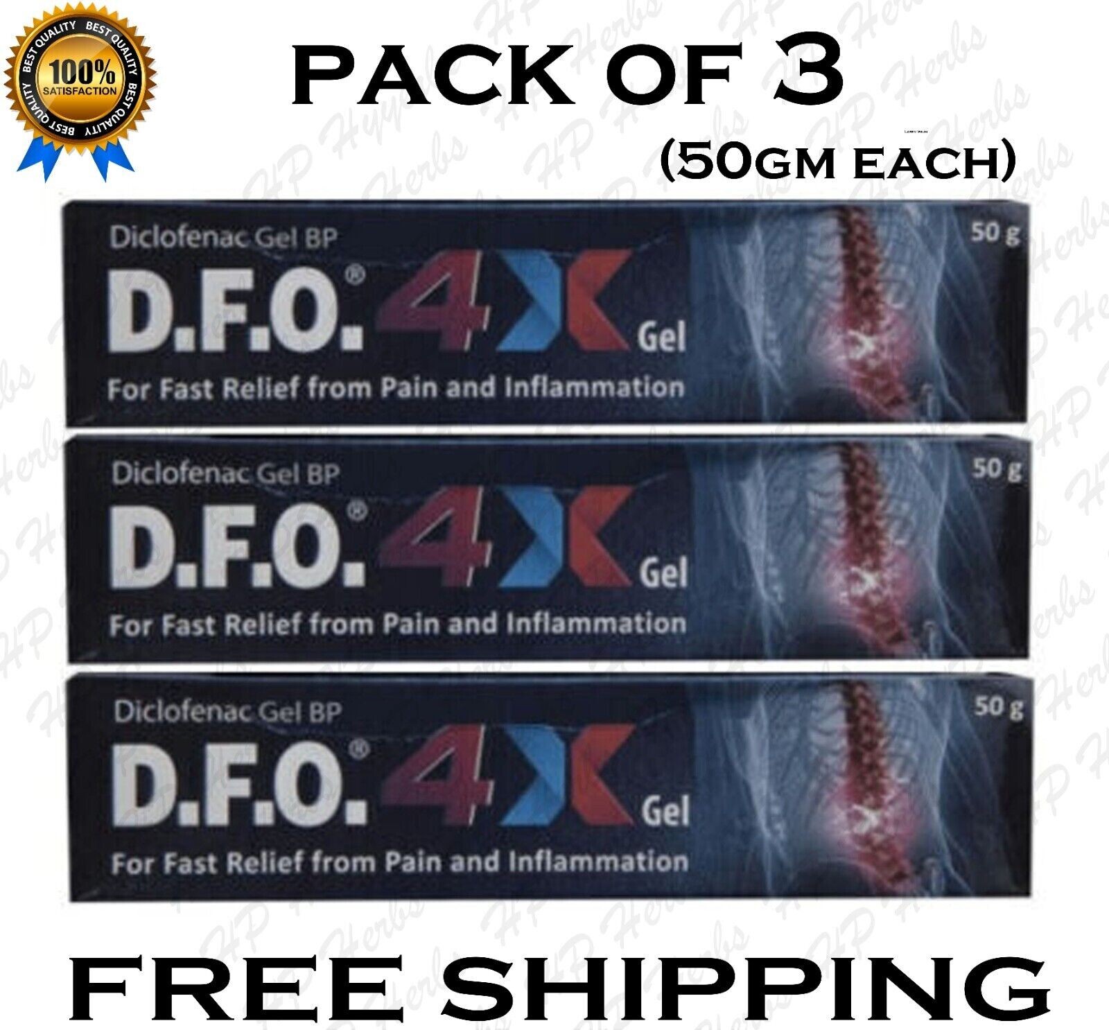 DFO 4X Gel For Fast Relief For sprains & Pain Relief 50gm Pack of 3 ...