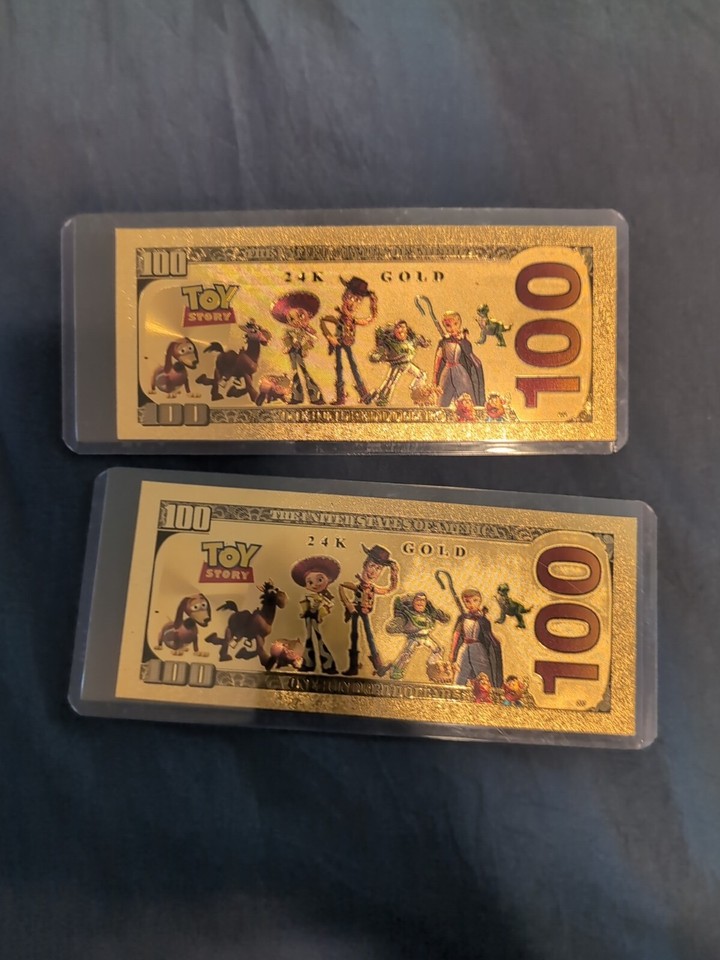 buzz lightyear and woody toy story 100 gold bills | eBay