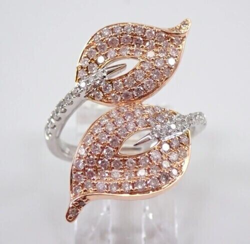 1Ct Lab Created Diamond Leaf Style Women's Ring 14k Two Tone Gold ...