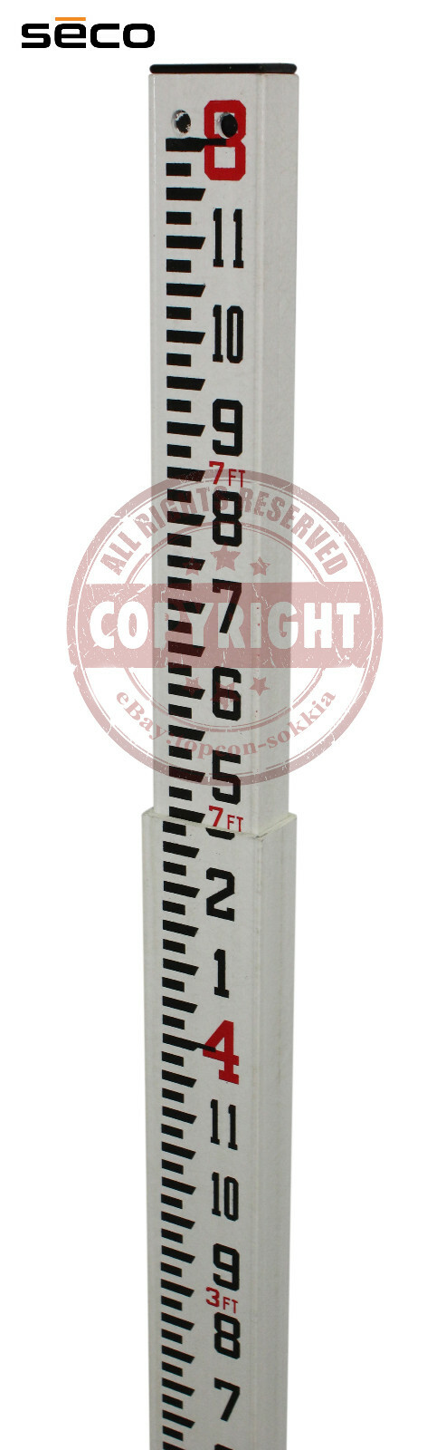 SECO CRAIN 8' FIBERGLASS INCH GRADE ROD,LASER LEVEL,BUILDERS,TOPCON ...