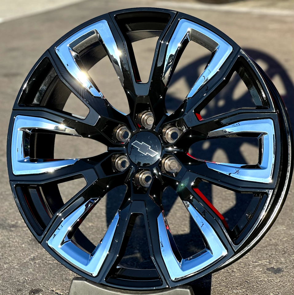 22" FR207 Black Chrome Inserts Wheels | 9" Width | 6x139.7 Bolt Pattern ...