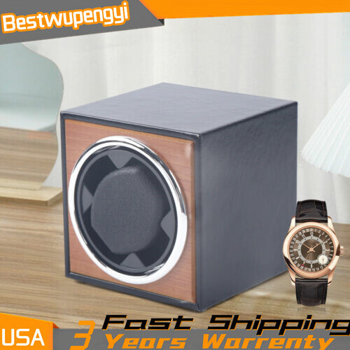 Automatic Watch Display Storage Box Winder Silent Rotation PU Leather ...