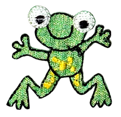 iron on patch applique Shiny Green Frog Measures 1-1/4" tall x 1-1/4 ...