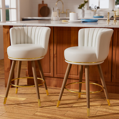 26'' Swivel Bar Stools Set of 2 Counter Height Barstools Leather ...