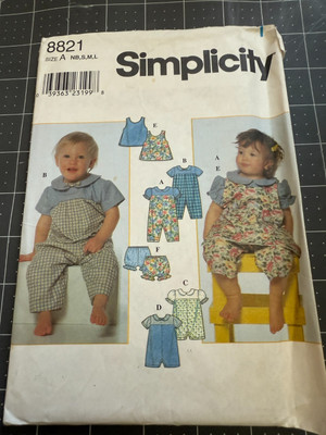 Simplicity Baby Romper Smock Panties Pattern 8821 Size NB S M L Uncut ...