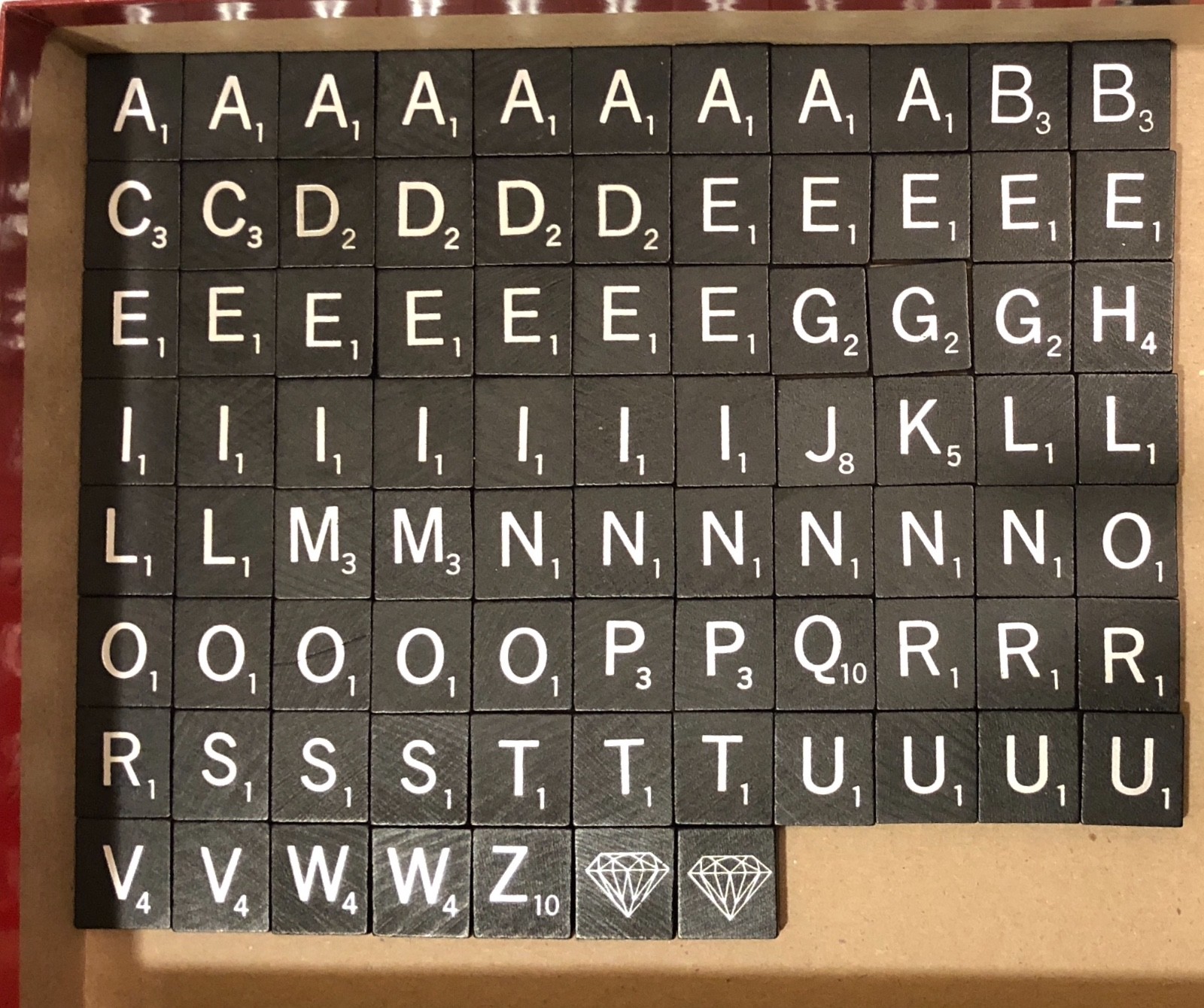 SCRABBLE DIAMOND 60TH ANNIVERSARY BLACK/SILVER *INDIVIDUAL LETTERS* YOU ...