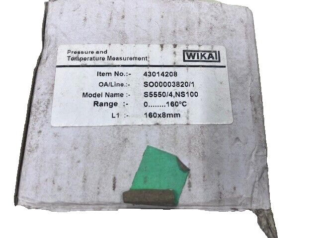 WIKA Model S5550/4 NS100 Bimetal Thermometer Back Mounted Adjustable ...
