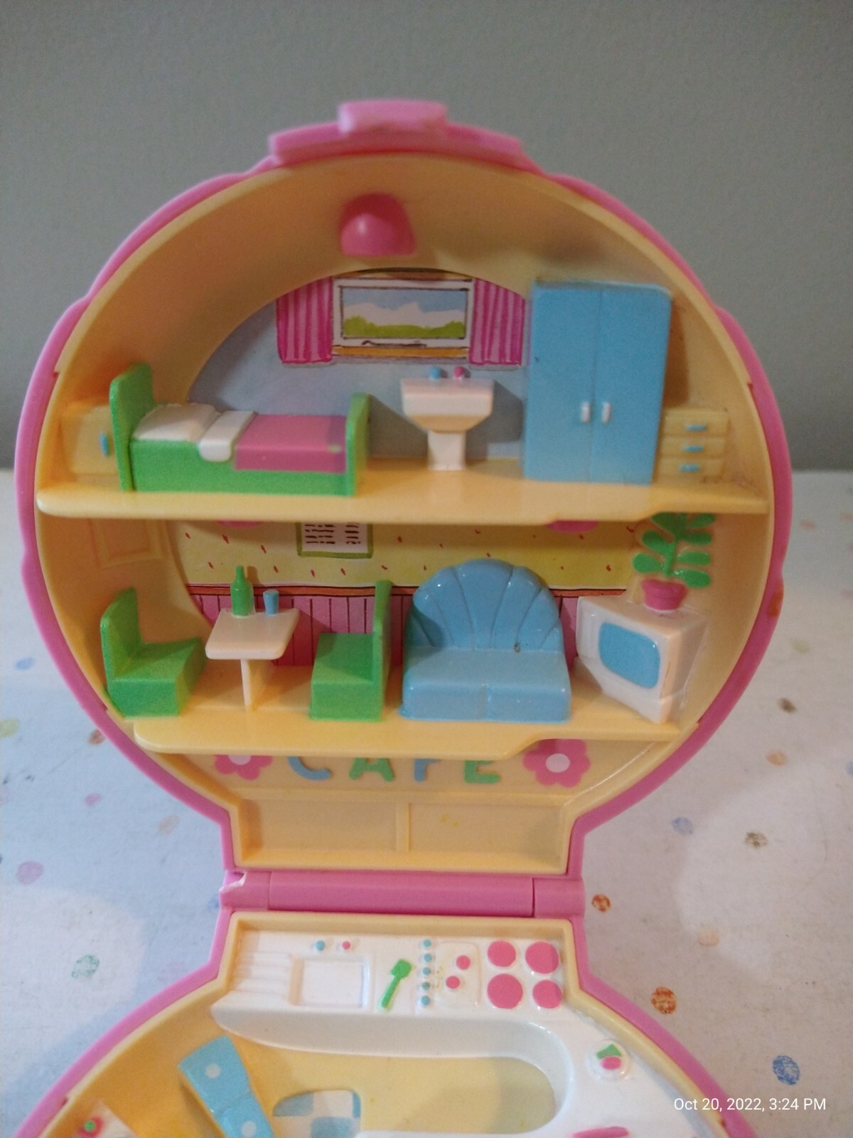 Vintage blue bird Polly Pocket Polly's Cafe 1989 Pink Shell Compact 2 ...