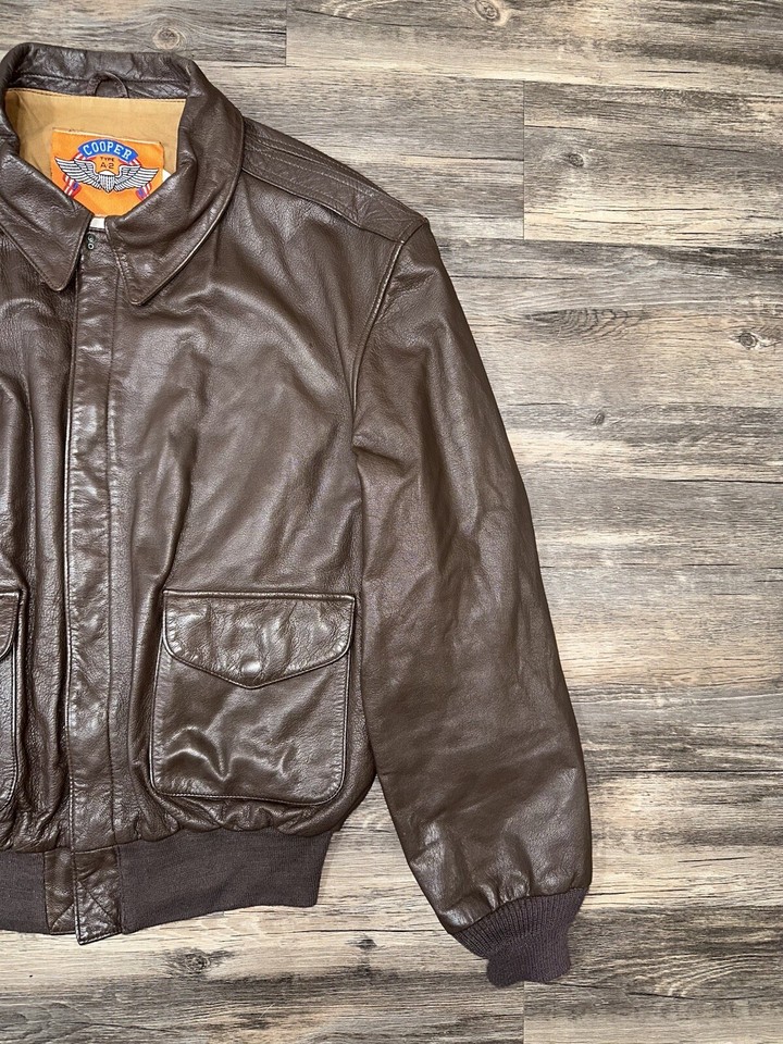 Cooper Type A-2 USAF Brown Leather Bomber Pilot Flight Jacket Coat Size ...