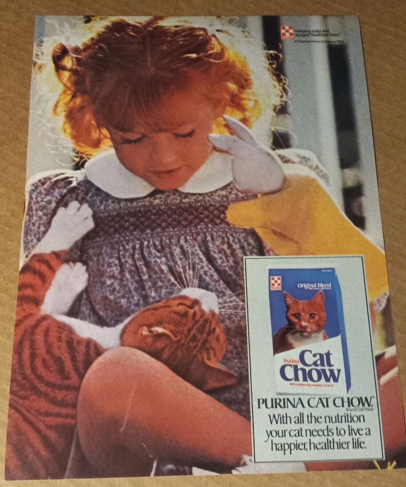 1986 print ad page - Purina Cat Chow food CUTE little redhead GIRL ...