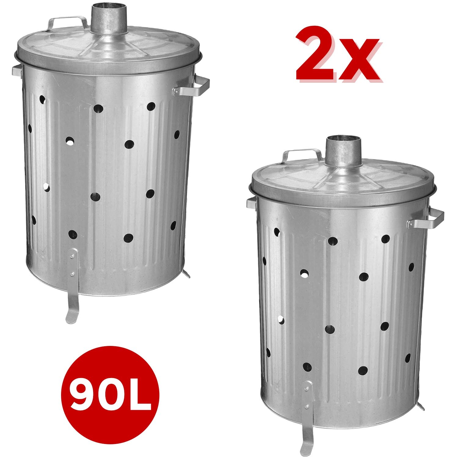 LARGE 90LTR INCINERATOR FIRE BIN GALVANISED GARDEN BURNING RUBBISH ...