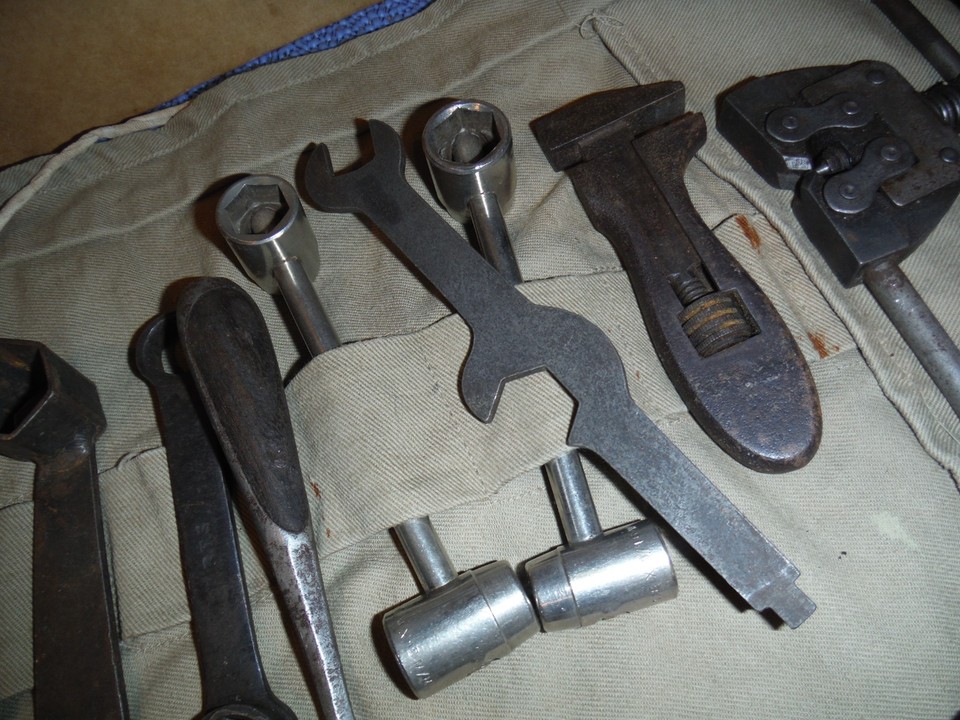 VINTAGE MOTORCYCLE EX WD CANVAS 10 TOOL KIT ROLL KING DICK JENBRO BSA ...