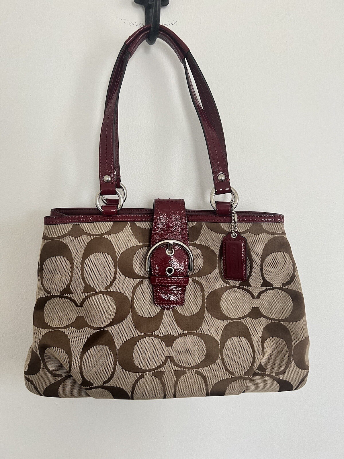 Coach Tote Shoulder Handbag Large Pockets Purse Red T… - Gem