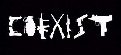 White FUNNY DECAL GUN CONTROL STICKER COEXIST WINDOW PRO NRA TRUCK 2ND ...