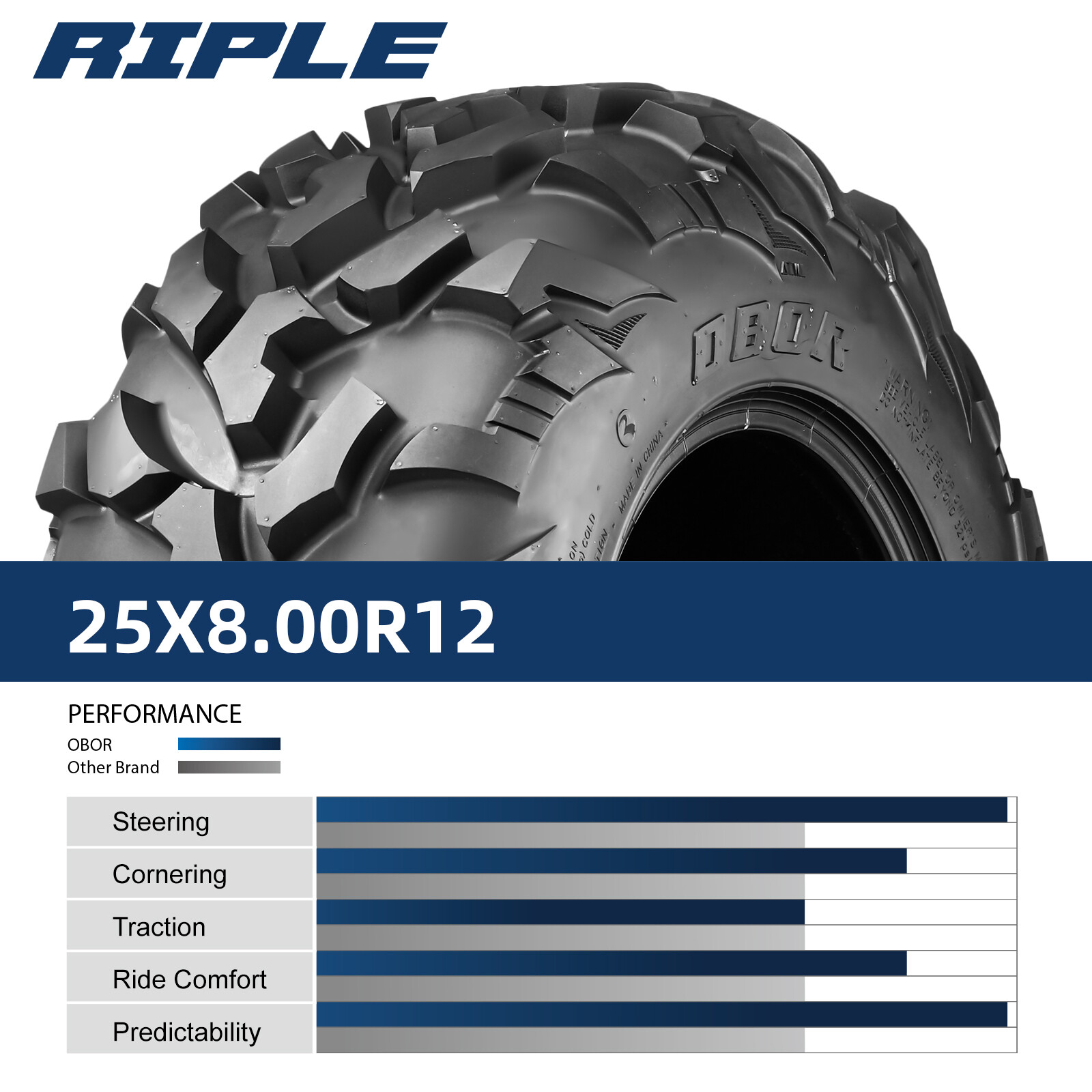 OBOR Riple 25X8X12 25X10X12 ATV UTV Tires Radial Mud 6PR Heavy Duty ...