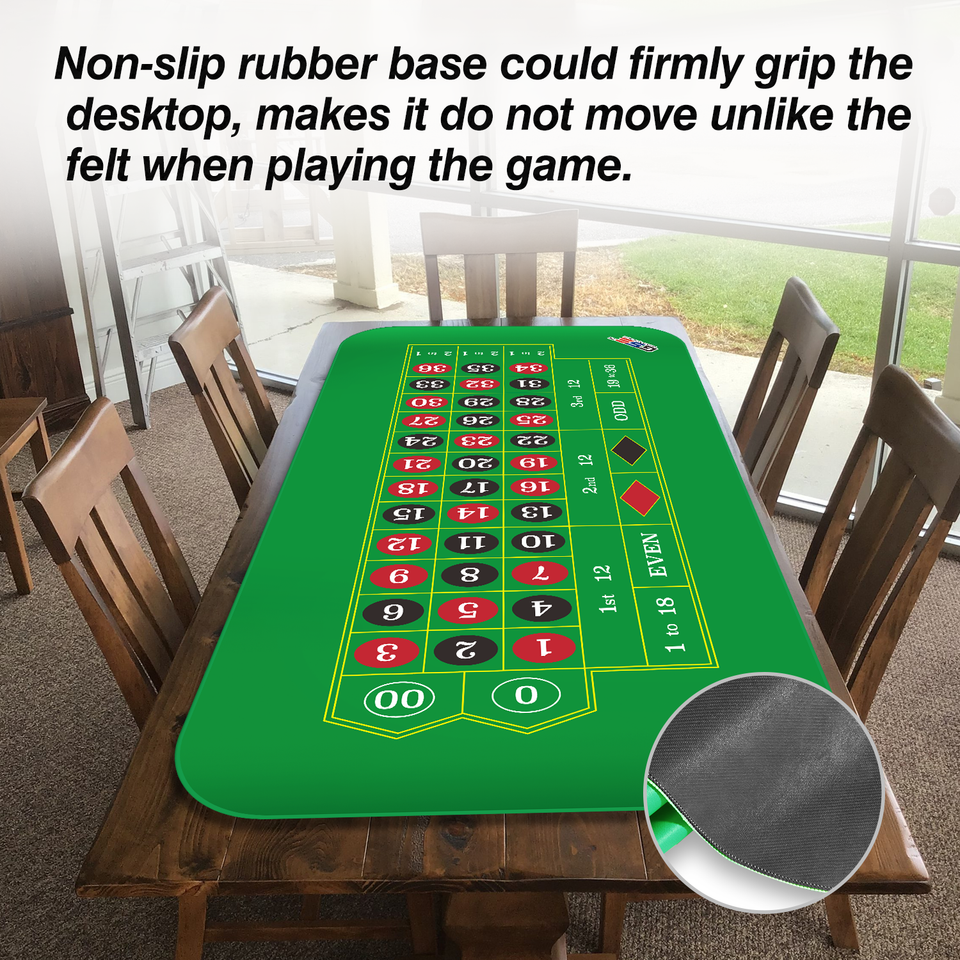 70x35" Casino Roulette Table Top Mat. Portable Rubber Roulette Tabletop ...