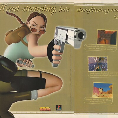1999 TOMB RAIDER III Lara Croft Sexy Orig 2-Pg Print Ad PS1 Art 42x27cm ...