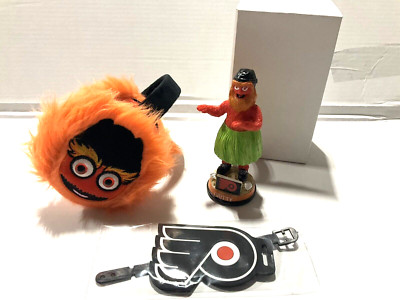 FLYERS 3-LOT 2024 GRITTY EAR MUFFS & LUGGAGE TAG 2023 HULA FIGURINE ...