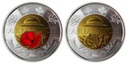 2018 Canada 2 Dollars Armistice Poppy BU Non Colored and Colored Toonie ...
