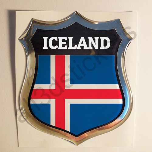 Sticker Iceland Emblem 3D Resin Domed Gel Iceland Flag Vinyl Decal Car ...