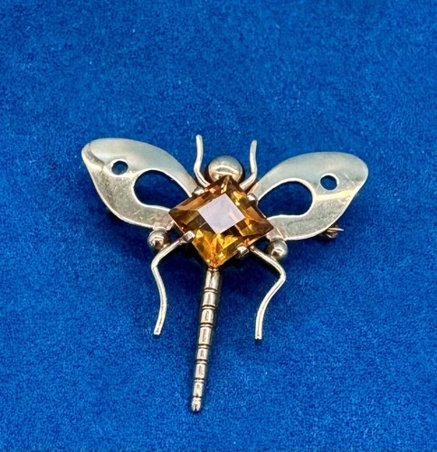Rare Vintage Tiffany & Co 14K Gold Flying Bug Insect Pin Brooch Citrine ...