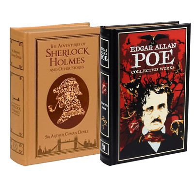 SET OF 2! EDGAR ALLAN POE WORKS & ADVENTURES OF SHERLOCK HOLMES Leather ...