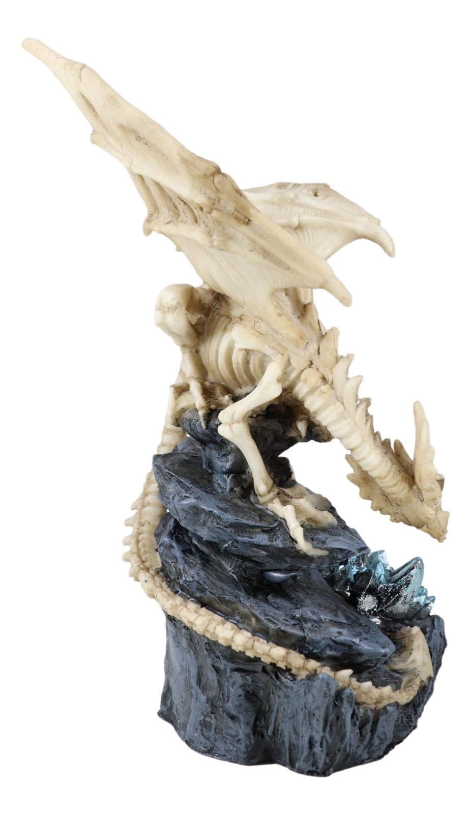 10"H Gothic Skeleton Bone Dragon Perching On Crystal Cavern Statue ...