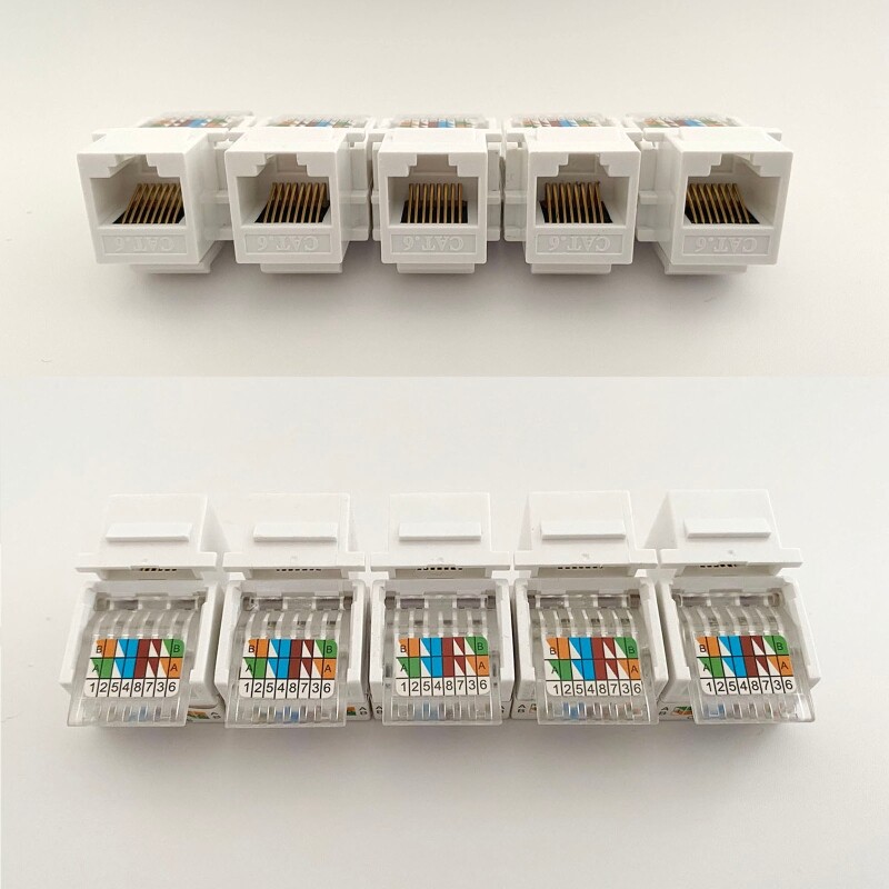 5Pcs RJ45 CAT6 Keystone Insert, Down Keystone Adapter, White | eBay