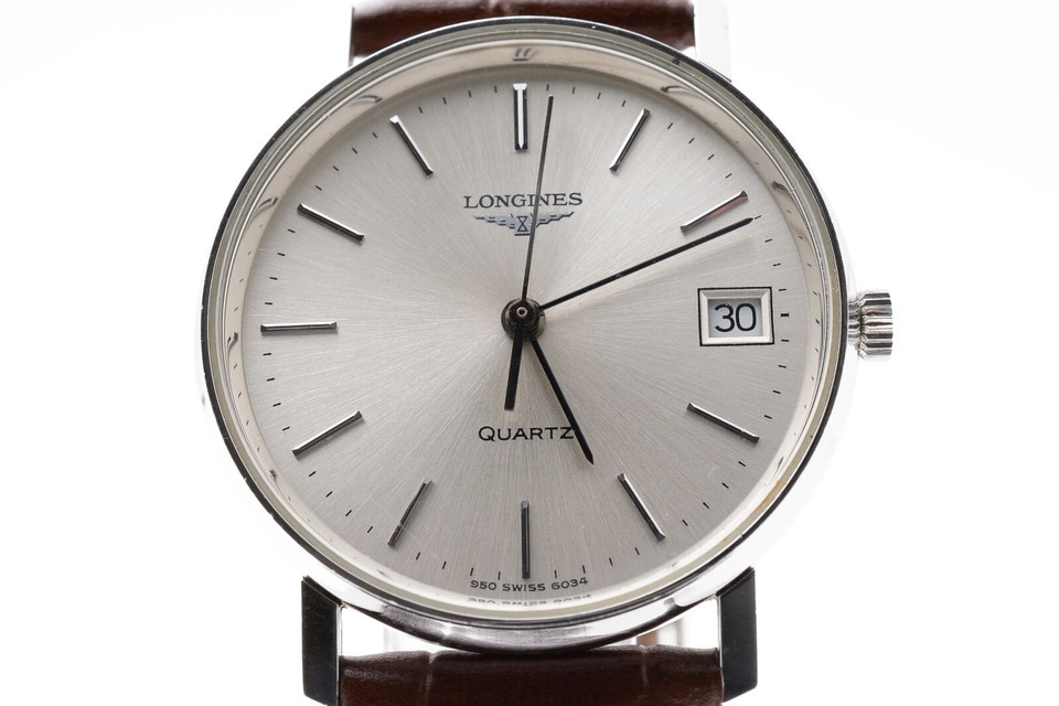 New Battery [N MINT] LONGINES Grand Classic L4.720.4 Date Quartz Men's ...